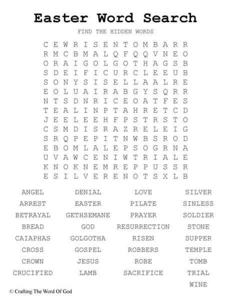 Easter Word Search- Activity Sheet « Crafting The Word Of God