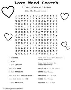 Love Word Search- Activity Sheet « Crafting The Word Of God